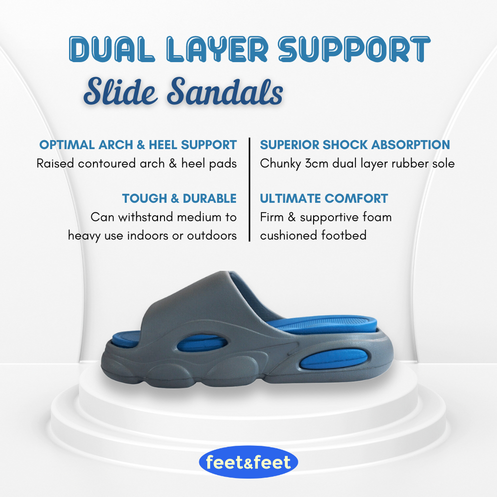 Dual Layer Support Slide Sandals | Arch Support & Comfort Heel Pad ...
